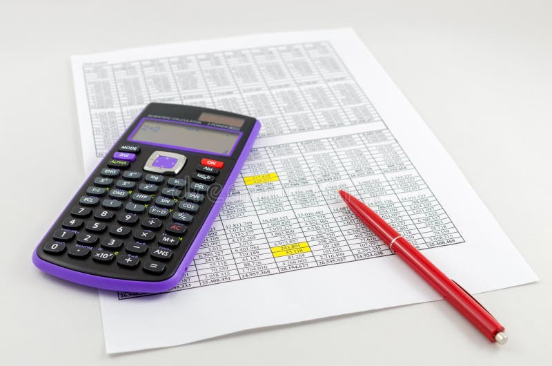 Calculator and pen stock image. Image of bookkeeping - 37538695
