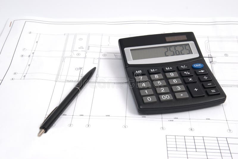 Calculator and Pen on the Drawing Stock Photo - Image of home, draw ...