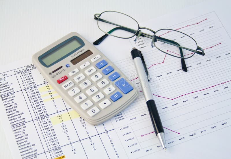 Calculator, Pen and Graph 1 Stock Image - Image of bookkeeping, digit ...