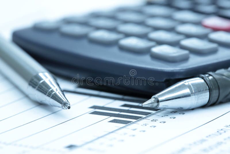 Calculator and Pen stock photo. Image of business, examining - 34440736
