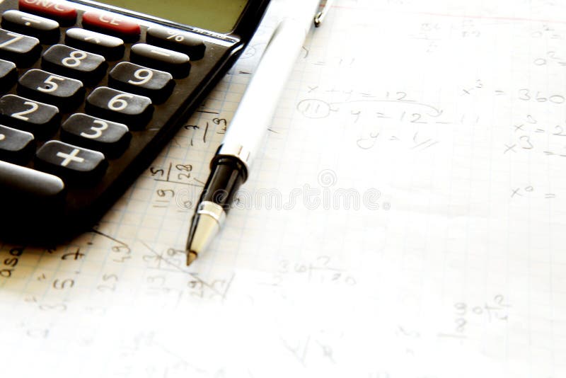 Calculator with Pen on Paper Stock Photo - Image of calculating ...