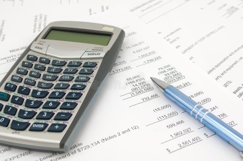 Calculator, Pen, and Papers Ready for Auditing Stock Photo - Image of ...