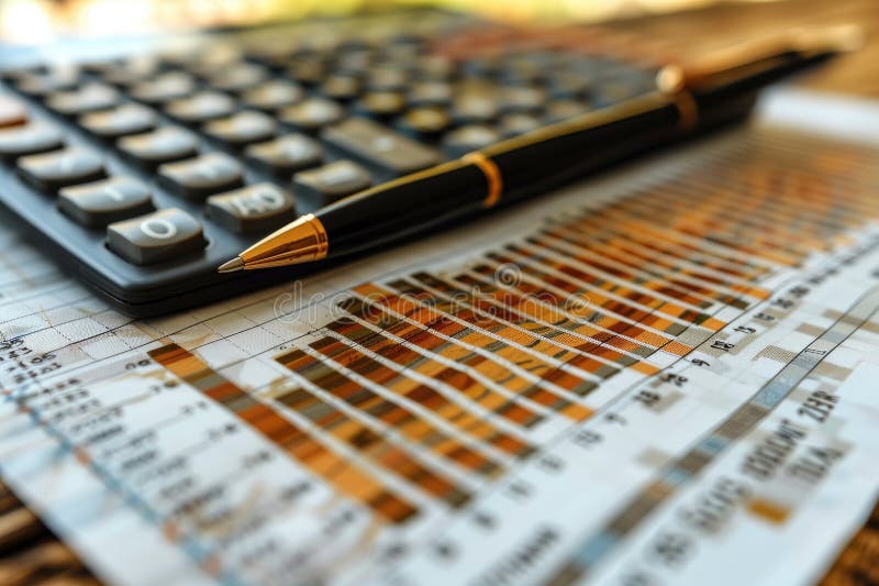 Close-up of Financial Report with Calculator and Pen, Business Analysis ...