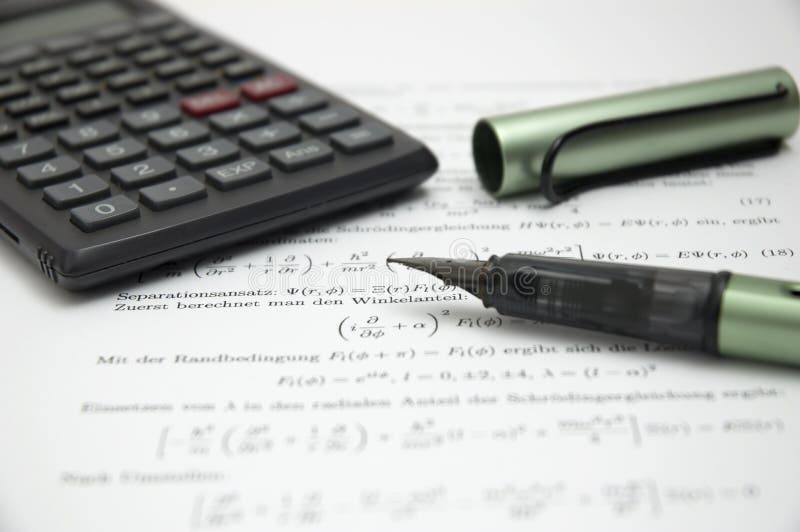 Calculator and Pen on Scientific Paper Stock Image - Image of closeup ...