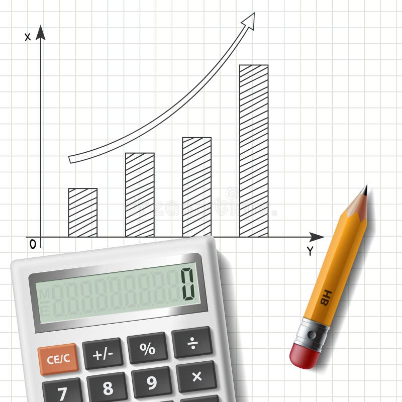 Calculator, Pencil and Graph Stock Vector - Illustration of currency ...