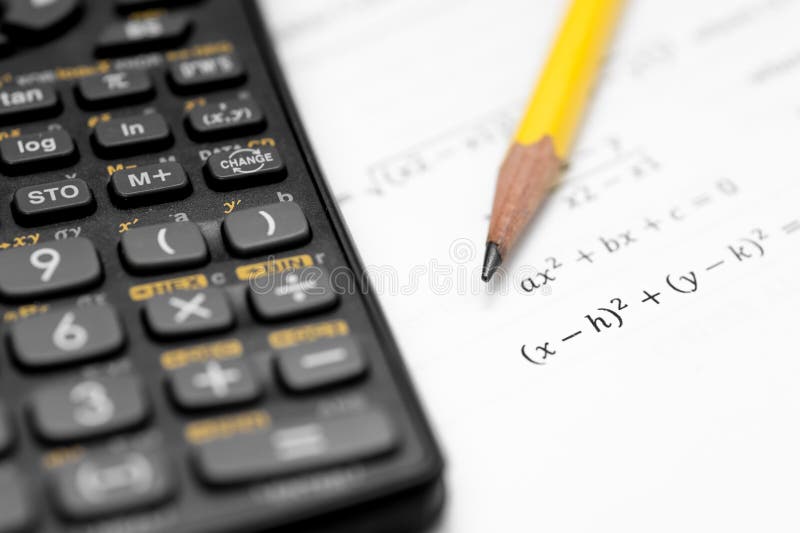 Calculator and Pencil Isolated on a White Background Stock Image ...