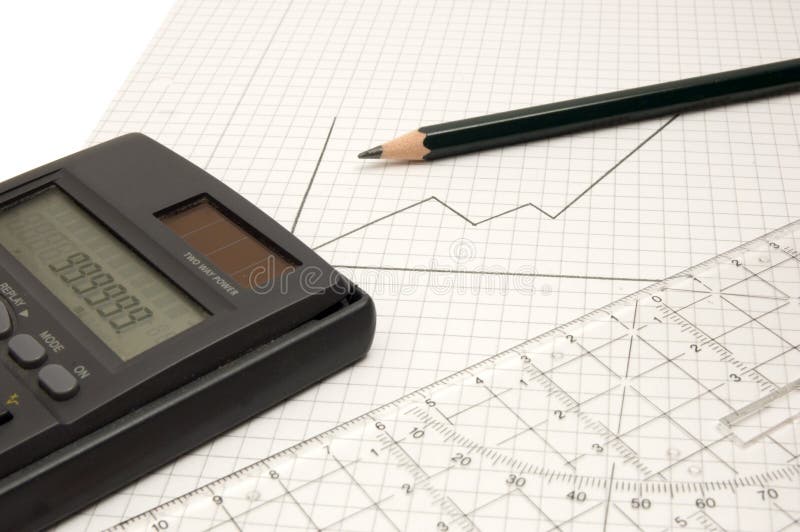 Calculator Pencil Math stock image. Image of five, graphs - 4378621