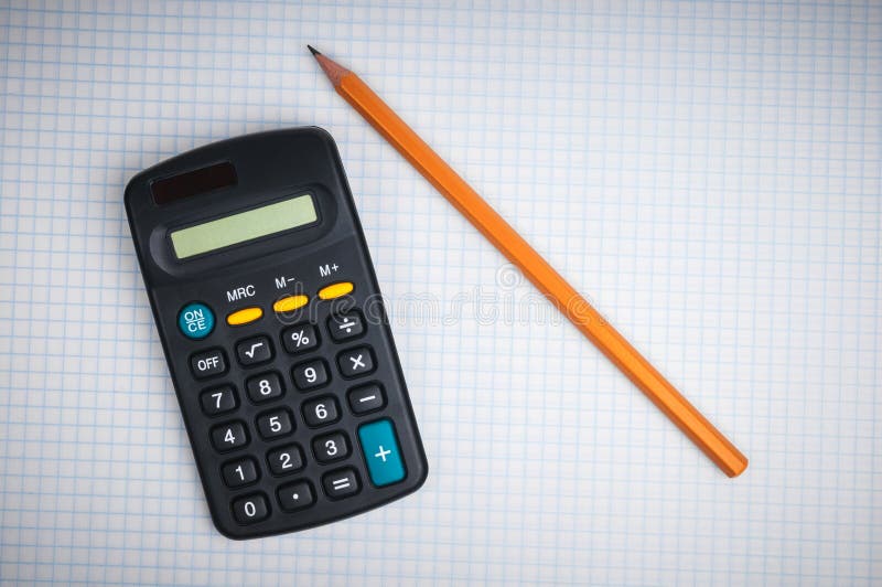 Calculator and Pencil on the Sheet of Paper Stock Image - Image of ...
