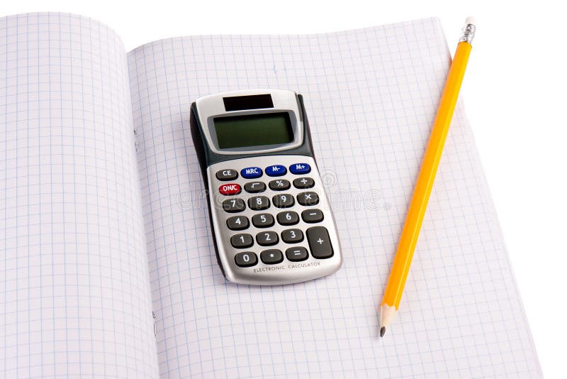 Calculator with Pencil on Squared Paper Stock Image - Image of file ...