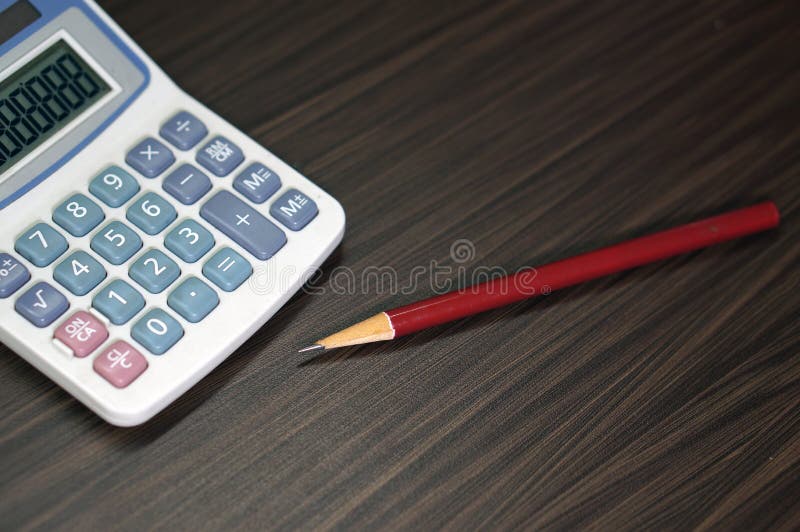 A Calculator and Pencil stock image. Image of eraser - 61741175