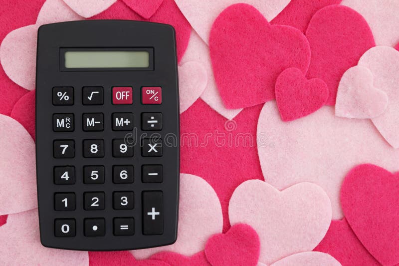 Calculator on Pink Hearts Celebrating Love for Math Stock Image - Image ...