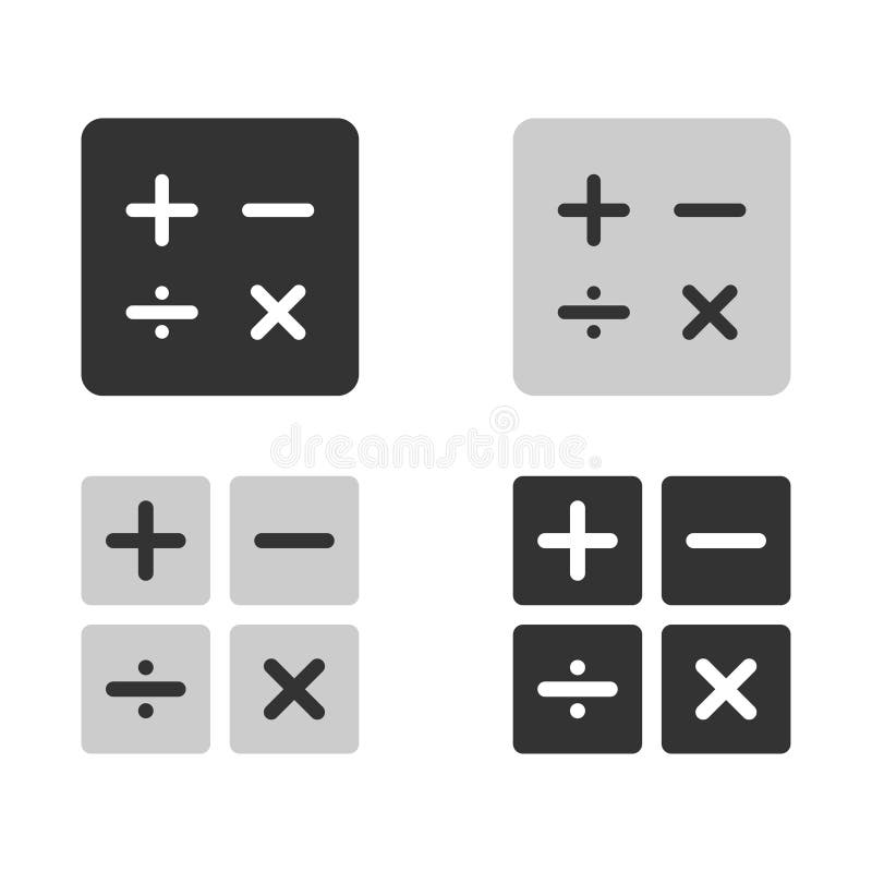 Calculator With Plus And Minus Sign. In Black And White. Vector EPS 10 ...