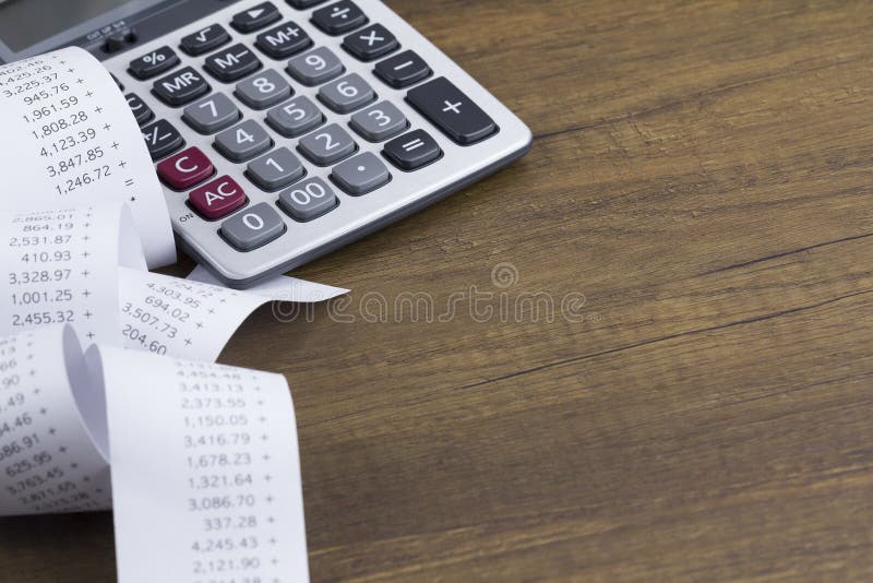 Calculator and Printed Paper Tape Stock Image - Image of report ...