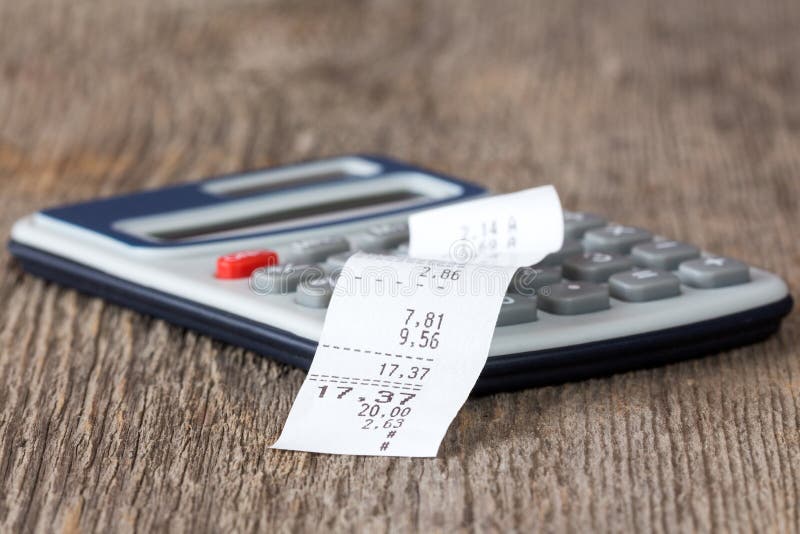 Calculator with Printed Receipt Stock Photo - Image of paying, money ...