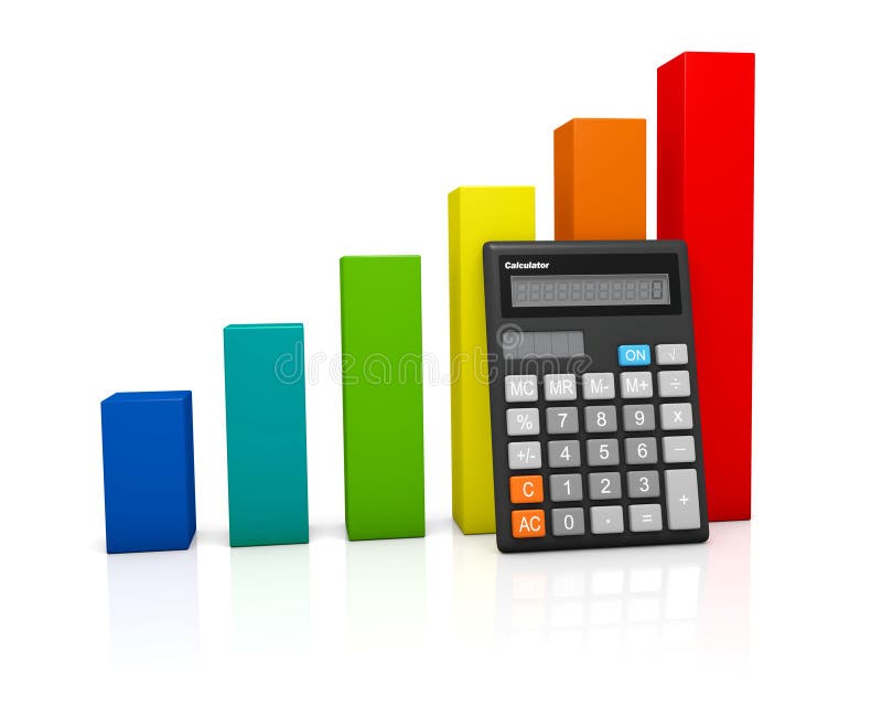 Calculator and Rainbow Graph Diagram Stock Illustration - Illustration ...