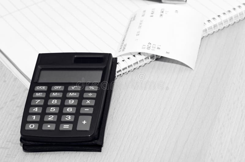 Calculator and Receipt Closeup Stock Photo - Image of book, balance ...