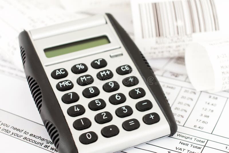 Calculator and receipts stock image. Image of receipts - 52138911