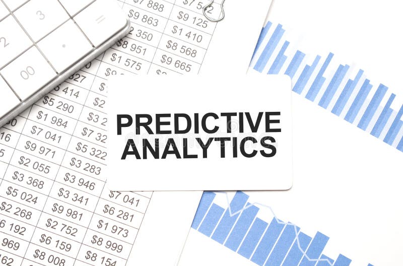 Calculator,reports and Card with Text PREDICTIVE ANALYTICS Stock Image ...