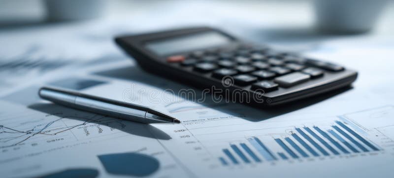 The Calculator Resting on Financial Documents with Charts and Graphs ...