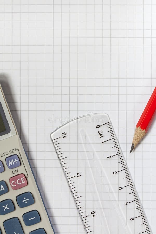 Calculator,Ruler,Pencil stock photo. Image of space, centimetres - 20726342