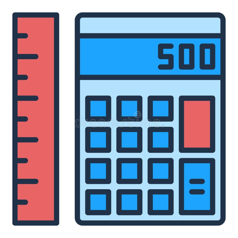 Calculator with Ruler Vector Mathematics Concept Colored Icon or Symbol ...