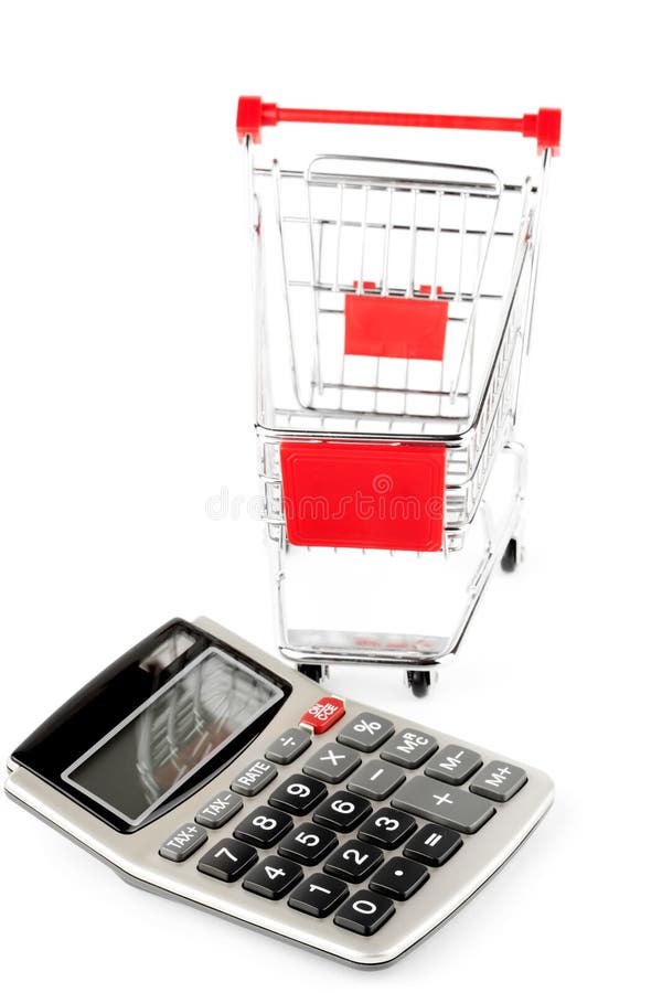 Calculator with a Shopping Cart. Stock Photo - Image of commercial ...