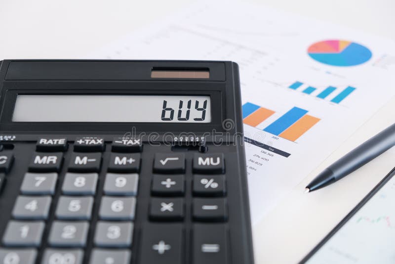 Calculator Showing Buy on Screen. Stock Photo - Image of analyzing ...