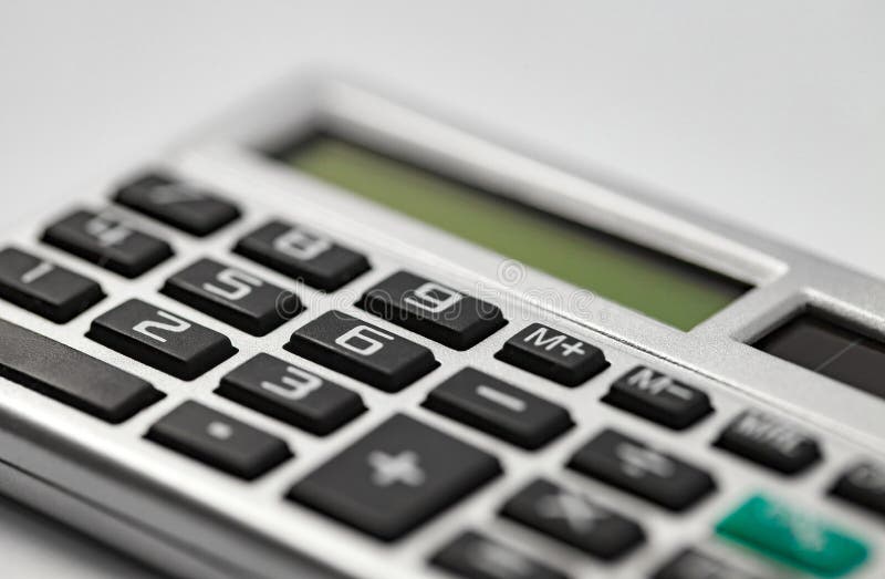 Calculator, Silver Device for Financial Calculations, Side View, Close ...