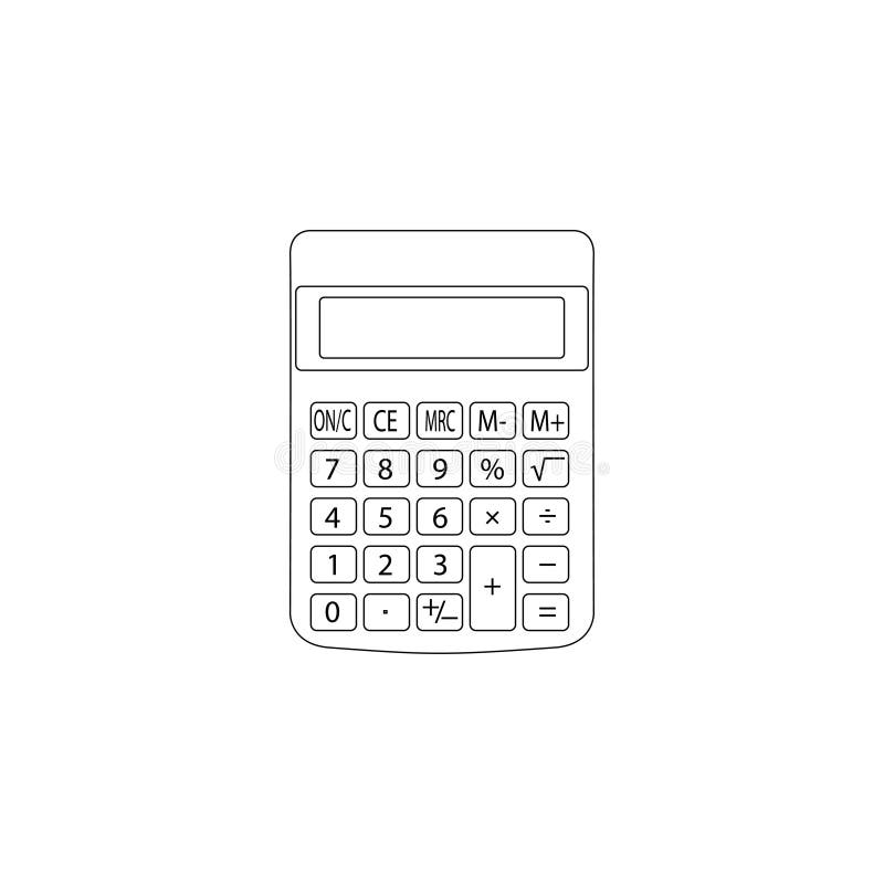 Outline School Calculator Vector Icon. Isolated Black Simple Line ...