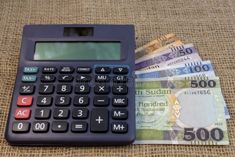 Calculator on South Sudanese Pound Different Denominations Notes Stock ...