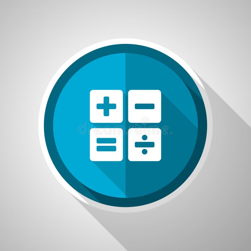 Calculator Symbol, Flat Design Vector Blue Icon with Long Shadow Stock ...