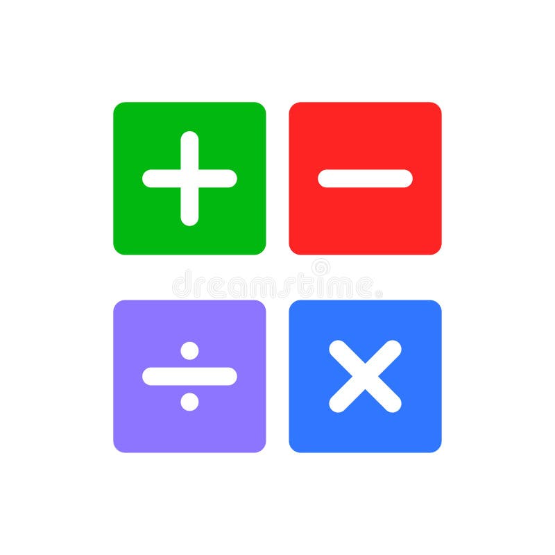 Calculator Symbols Line Icons Set Stock Vector - Illustration of ...