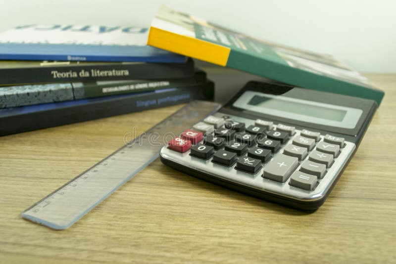 Calculator and Books for Mathematical Studies Stock Image - Image of ...