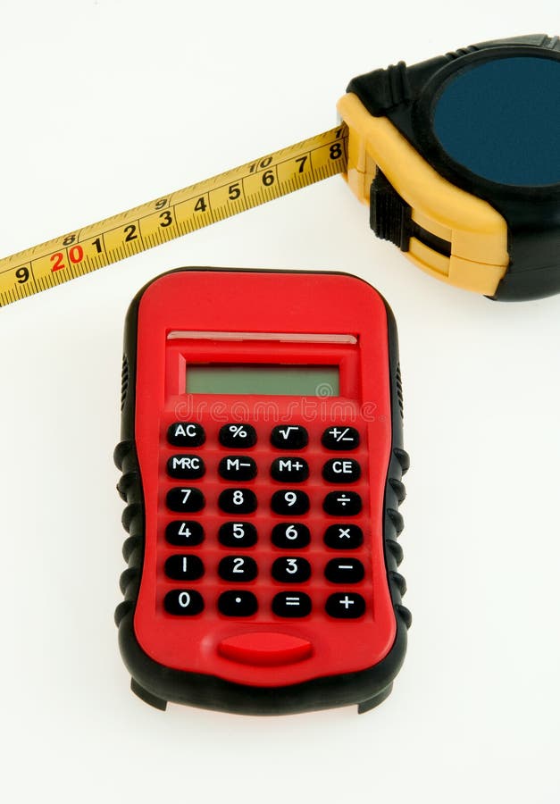 Calculator and Tape Measurer Stock Photo - Image of school, scientific ...