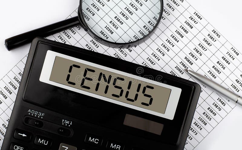 Calculator with Text CENSUS on the Chart. Business, Finance Conceptual ...