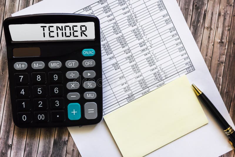 Calculator with Text on Display Tender, Glasses, Pen, Notepad for ...