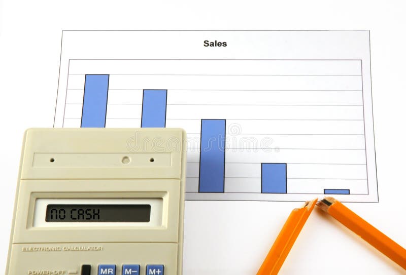 Calculator with Text No Cash, Graph and Broken Pen Stock Image - Image ...