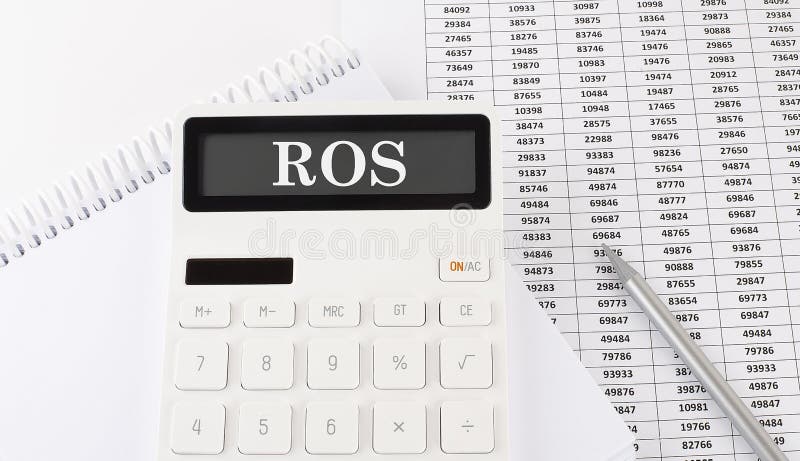 Calculator with Text ROS on the Notebook . Business, Finance Conceptual ...