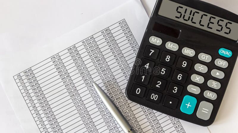 A Calculator with Text Success on the Display. Stock Photo - Image of ...