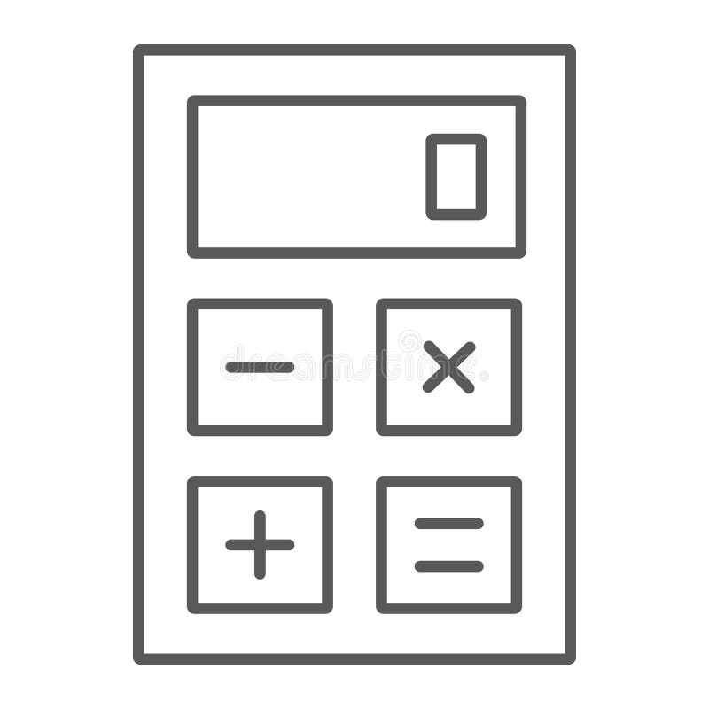 Calculator Thin Line Icon, Office and Work Stock Vector - Illustration ...