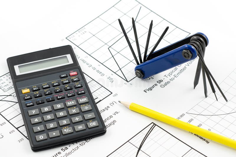 Calculator and tool stock image. Image of tool, data - 25304783
