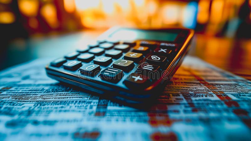 A Calculator is on Top of a Piece of Paper. the Calculator is Black and ...