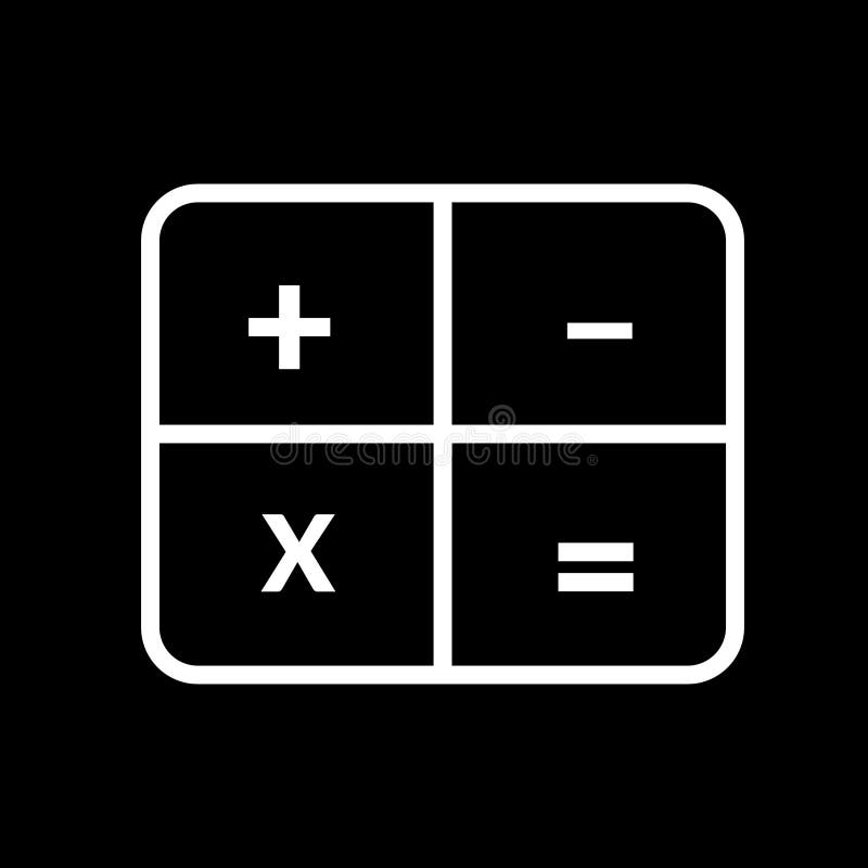 Calculator- White Linear Calculator Vector Illustration Symbol Icon ...