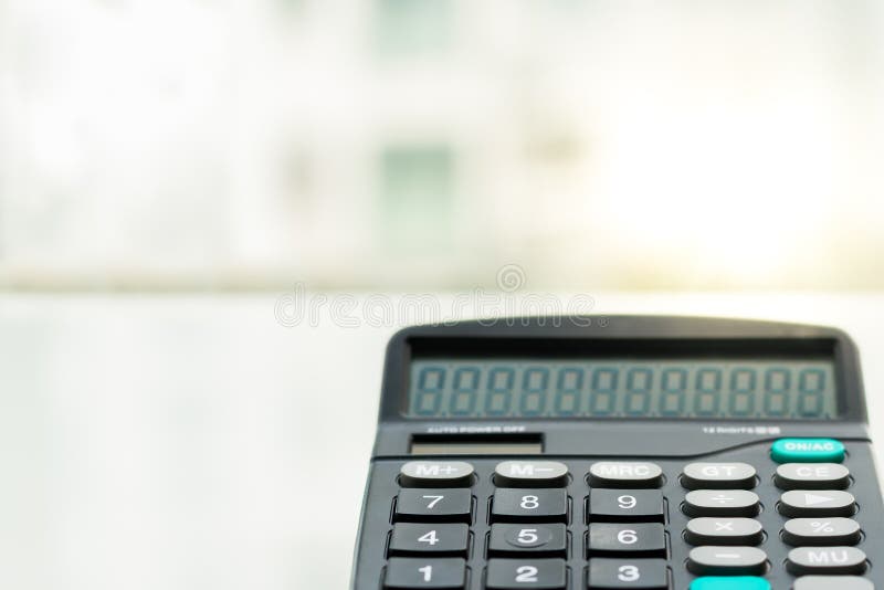 Calculator on the White Table Near Window, Closeup Sideview Isolated ...