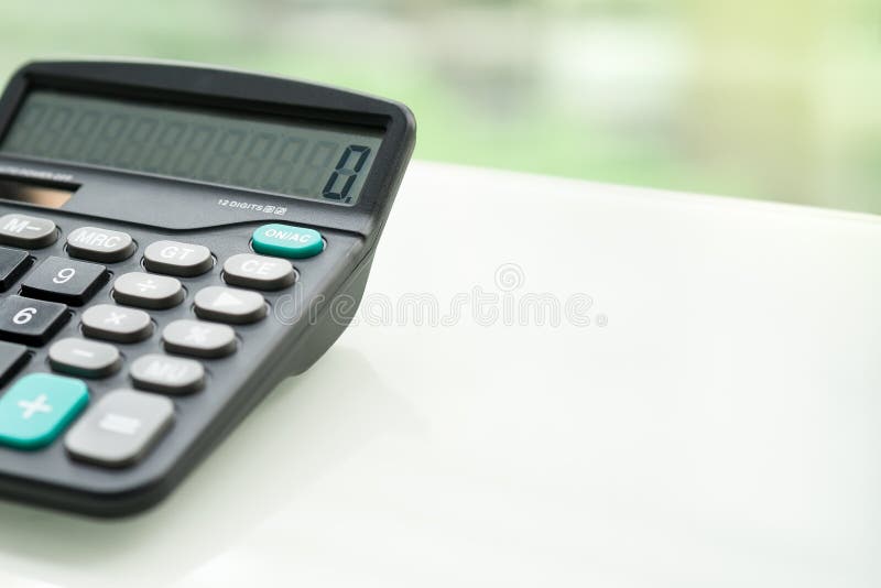 Calculator on the White Table Near Window, Closeup Sideview Isolated ...