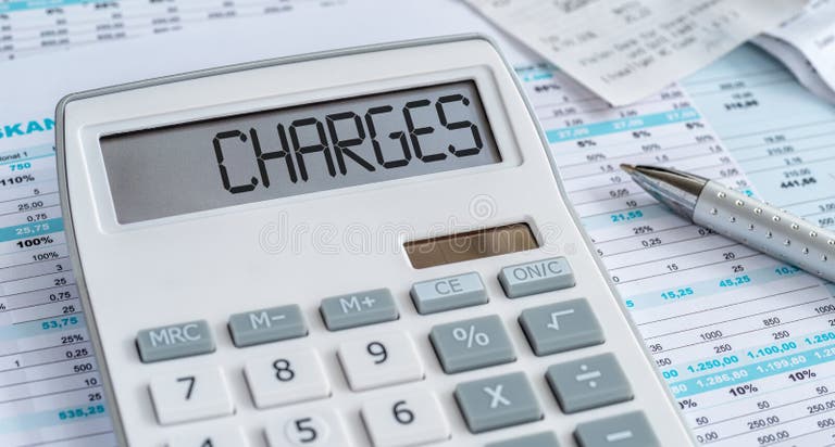 A Calculator with the Word Charges on the Display Stock Image - Image ...