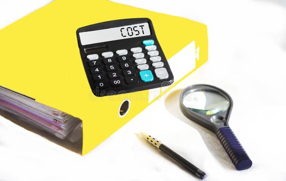 Calculator with the Word Cost on Display Stock Photo - Image of concept ...