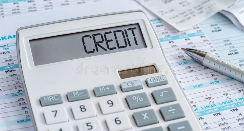 A Calculator with the Word Credit on the Display Stock Image - Image of ...