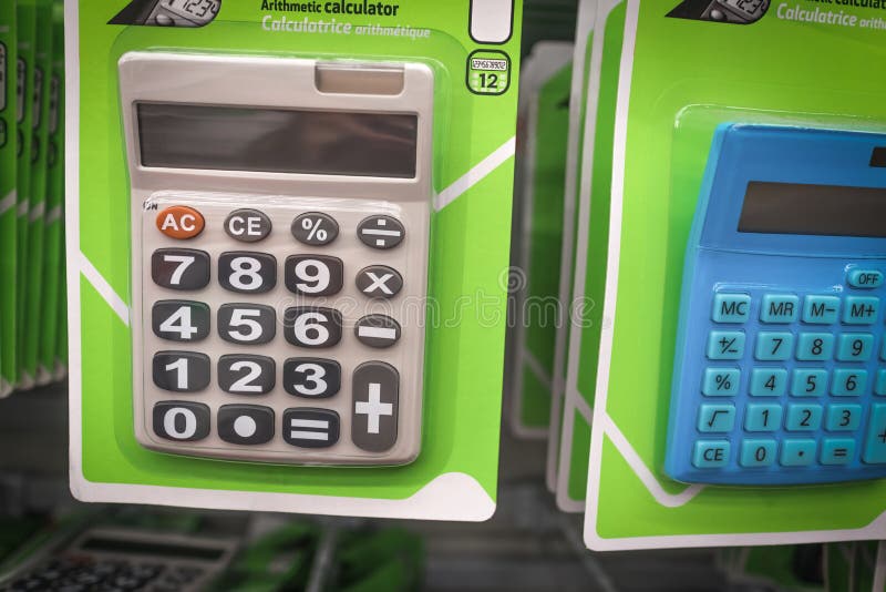 Office and School Calculators are Available in the Store. Close-up ...