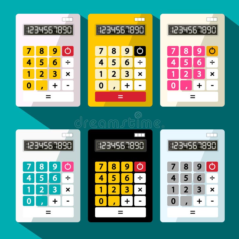 Calculators Set. Flat Design Calculator Stock Vector - Illustration of ...